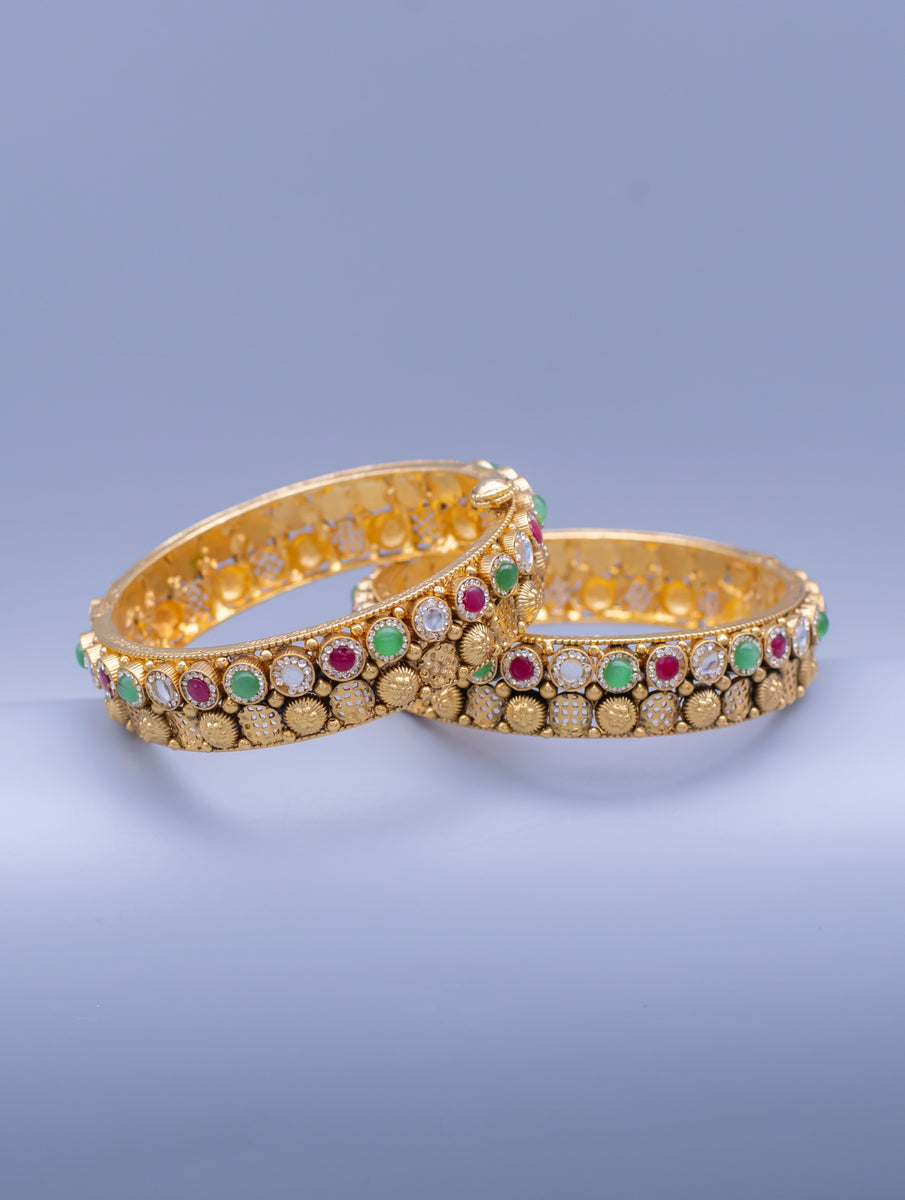 22K Gold Plated Stone Bangles – Kinnisoni Diamond and Jewellery FZE